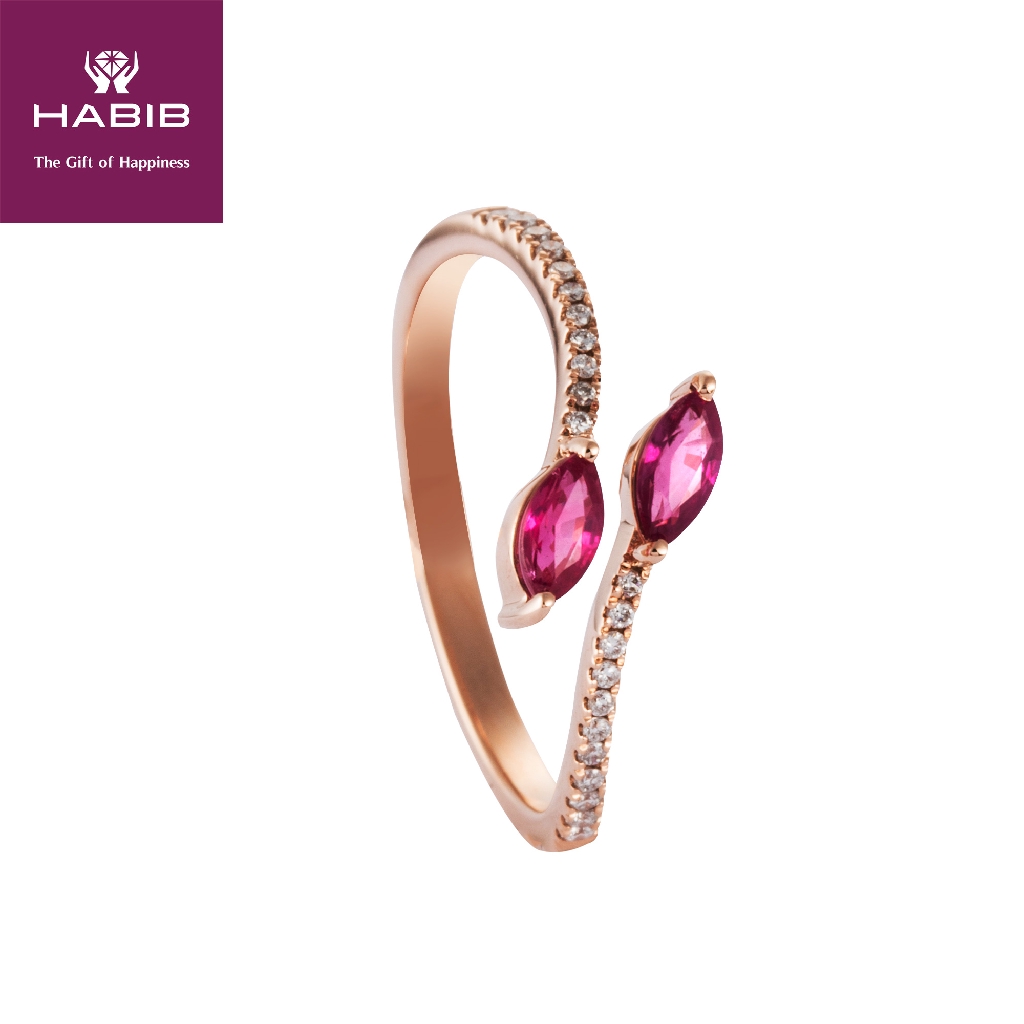 HABIB Marquise Red Ruby and Diamond Ring in 750/18K Rose Gold 25759 ...