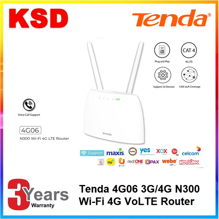 Tenda 4G06 N300 4G LTE WiFi SIM Router | Shopee Malaysia