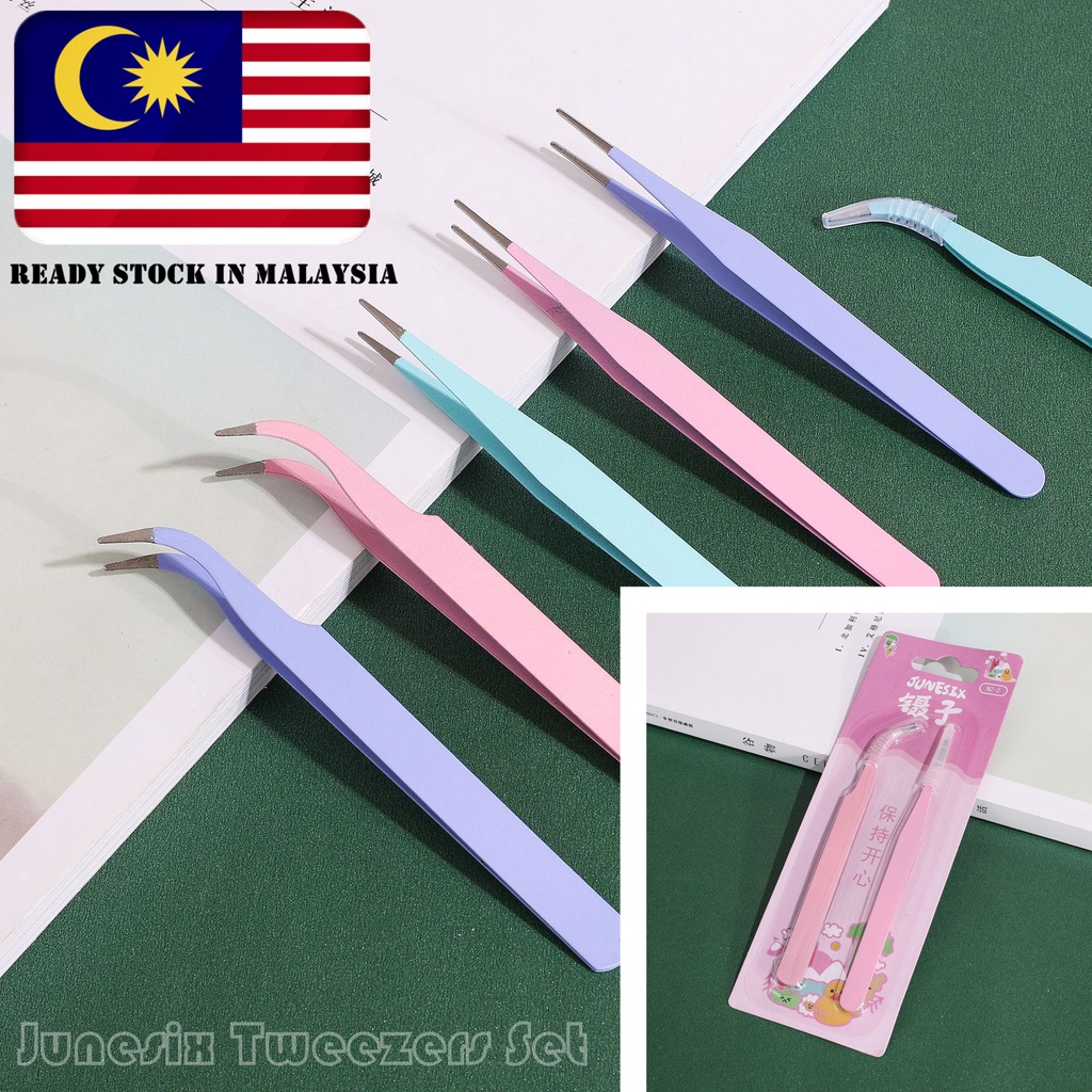 Junesix Macaron Pastel Colour Tweezers Set of 2pcs Journal Stickers ...