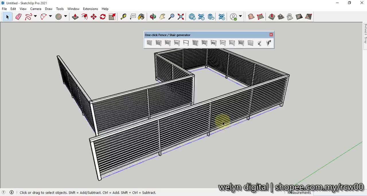 SketchUp | Plugins | Extension | Tutorial 2025 One-click Fence / stair generator 2 | Shopee Malaysia