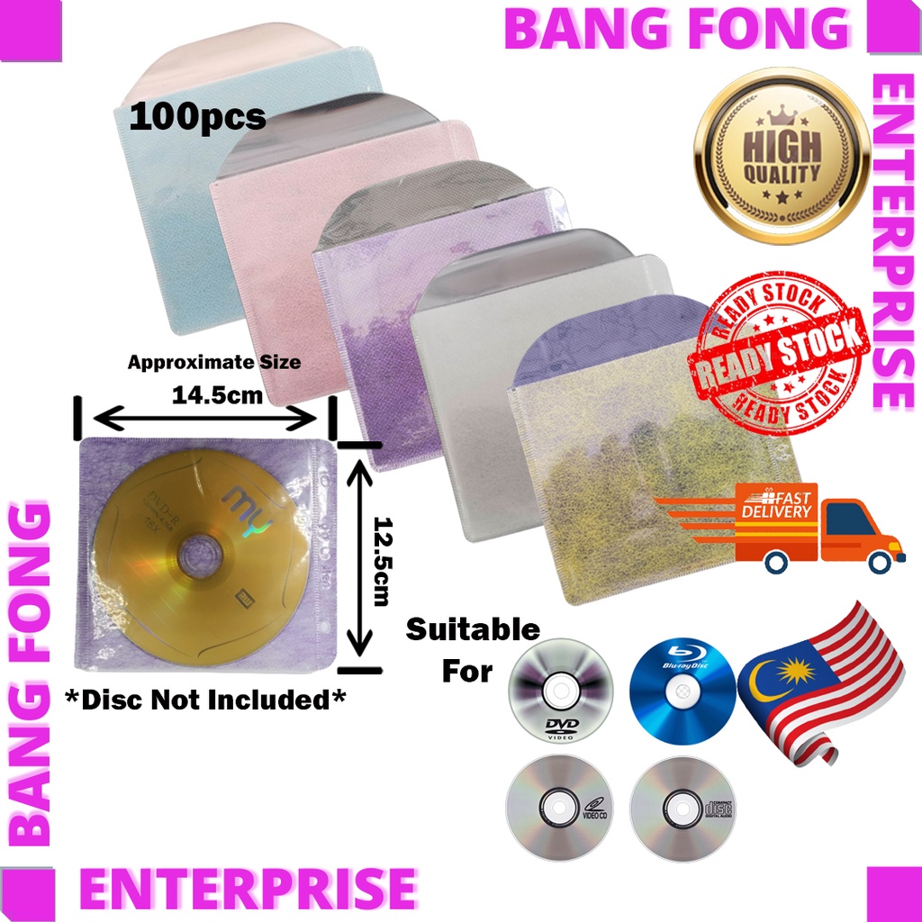 CD VCD DVD Pocket Sleeve With Cover (Small Size) - 100pcs/pack | Shopee ...
