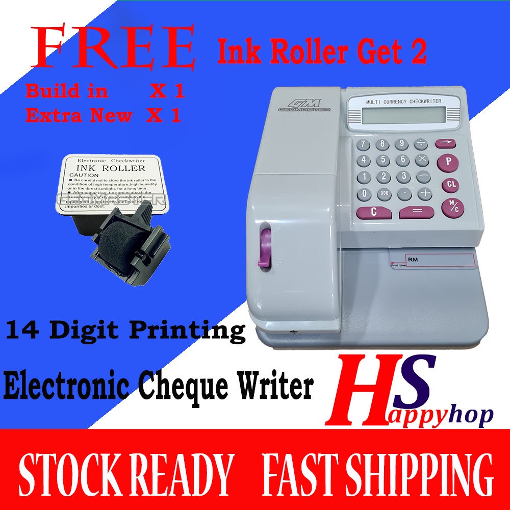 Cheque Writer Machine free ink roller ,Cheque Printing Machine | Shopee ...