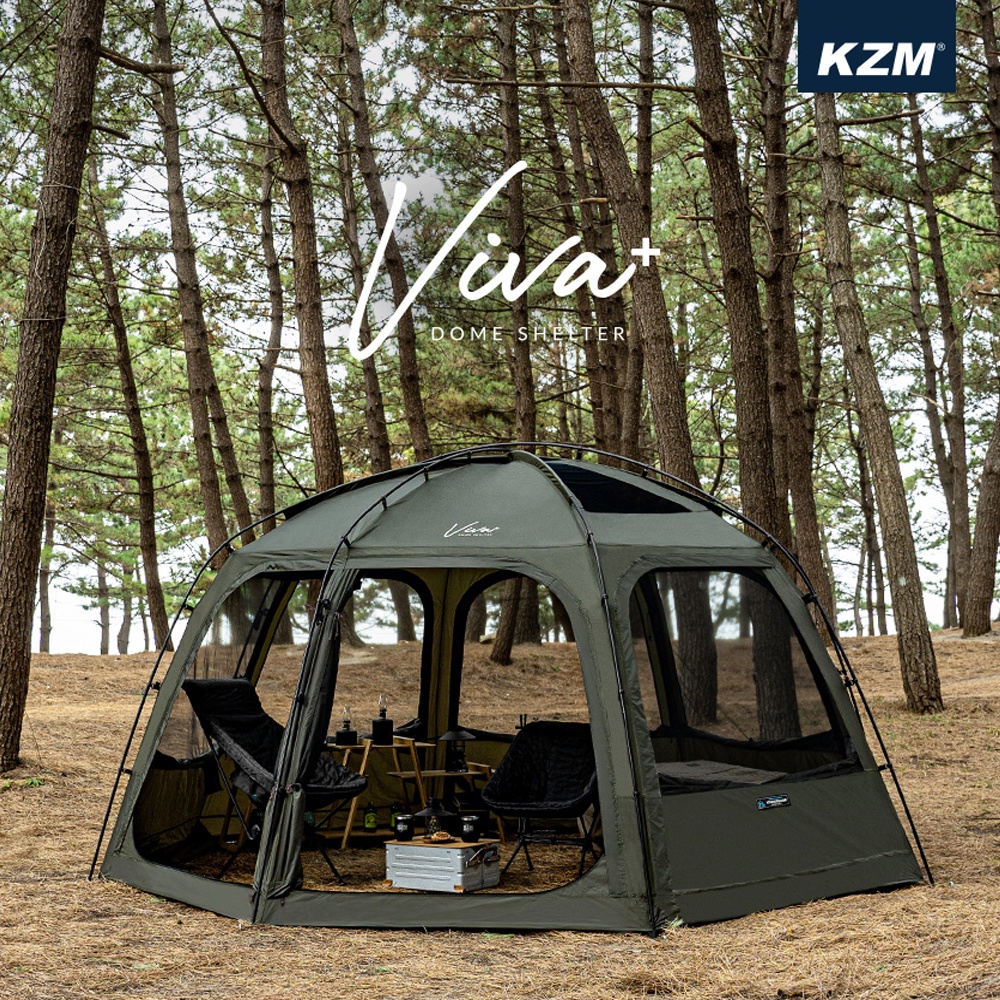 KZM Viva Dome Shelther Plus 3-4 Person Tent-8 Windows Wide View UV Protection Removable Ground ...