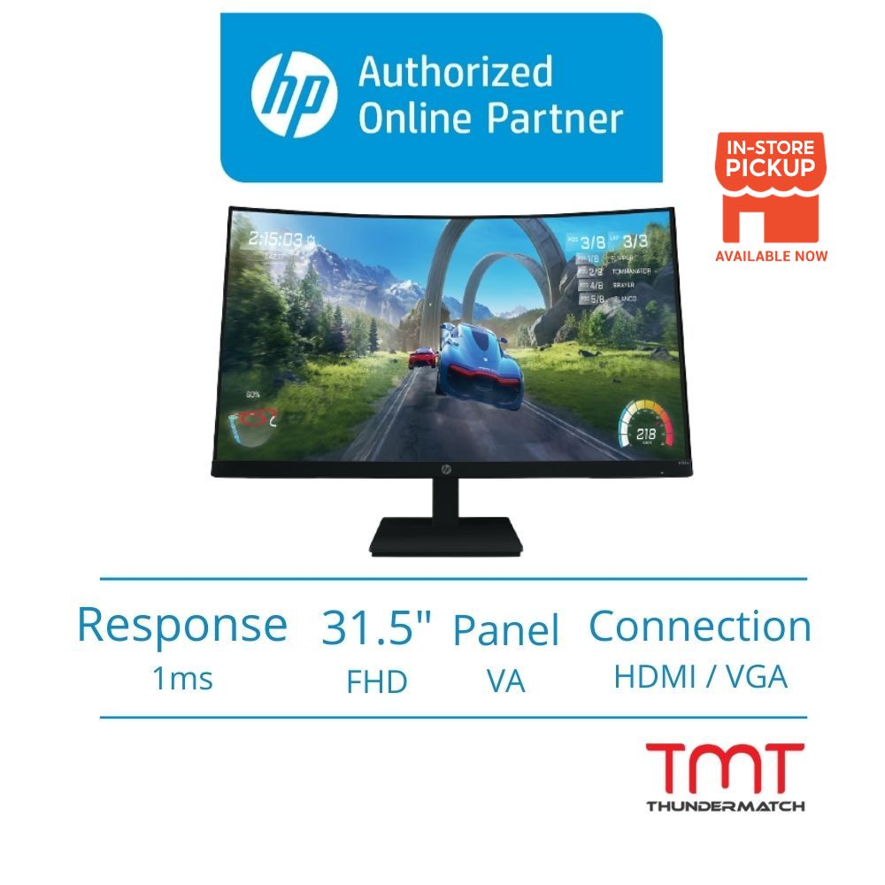 HP X32c Gaming Monitor | 31.5" | 1ms | 165Hz | FHD | VA Panel | HDMI ...