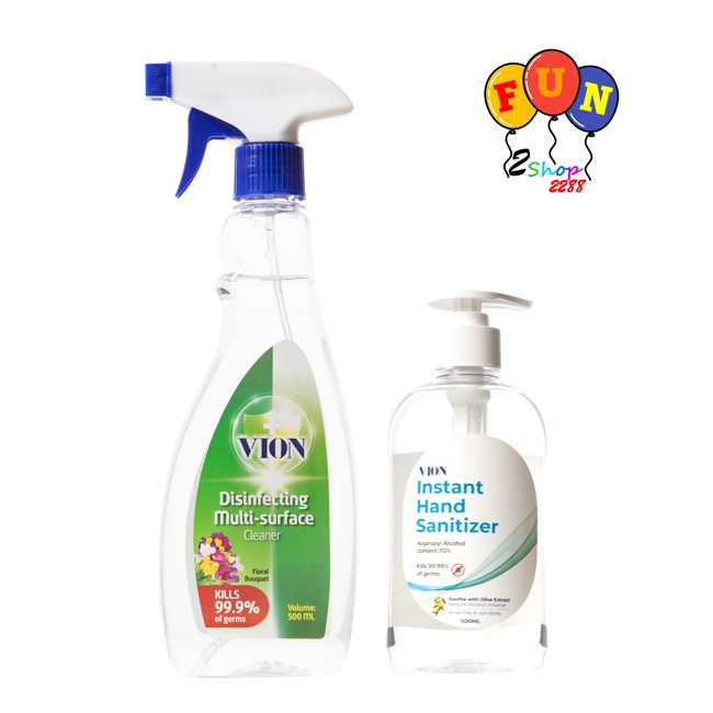 Vion Disinfecting Multi-Surface Cleaner 500ml COMBO with Vion Instant ...