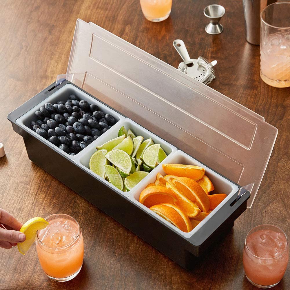 Condiment Caddy with Lid Dispenser Tray,Dips&Salad Toppings Serving ...