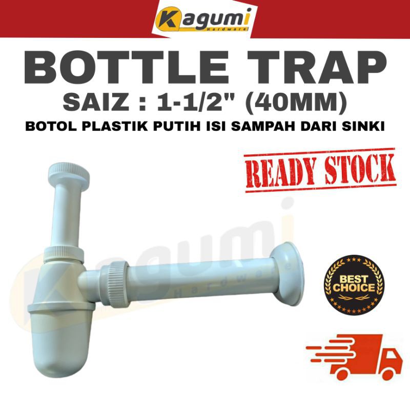 1-1/2" BOTTLE TRAP / BOTOL PLASTIK PUTIH PERANGKAP SAMPAH (40MM ...