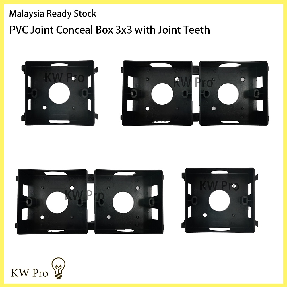PVC Joint Conceal Box 3x3 with Joint Teeth / Conceal Type / Black ...