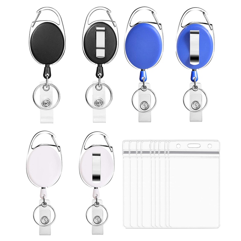 Retractable Badge Reel with Card Holder Reel Clip Key Ring Retractable ...