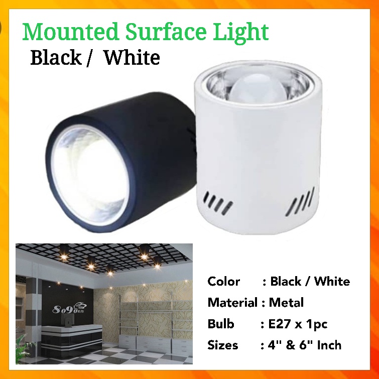 4" & 6"Inch Surface Mounted Downlight Black / White Round Surface ...