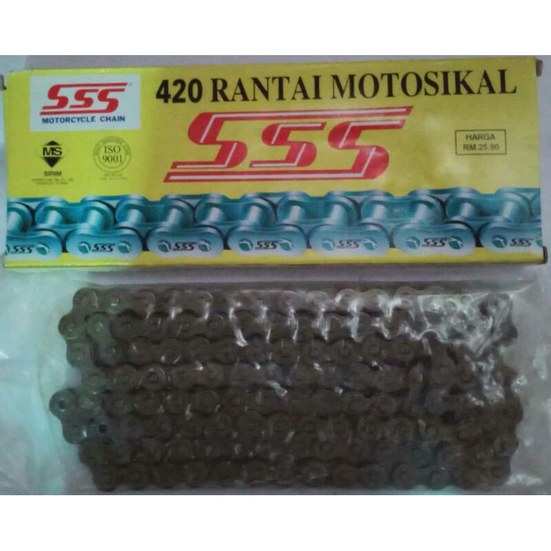 SSS MOTORCYCLE CHAIN (SIRIM CERTIFIED/ ISO 9001)(SAIZ: 420)(PANJANG:120 ...