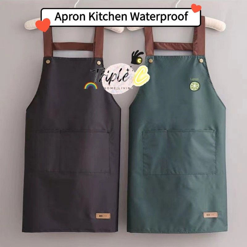 TripleGC. Apron Waterproof Kitchen Plain Cooking Baking Hang Neck Apron ...