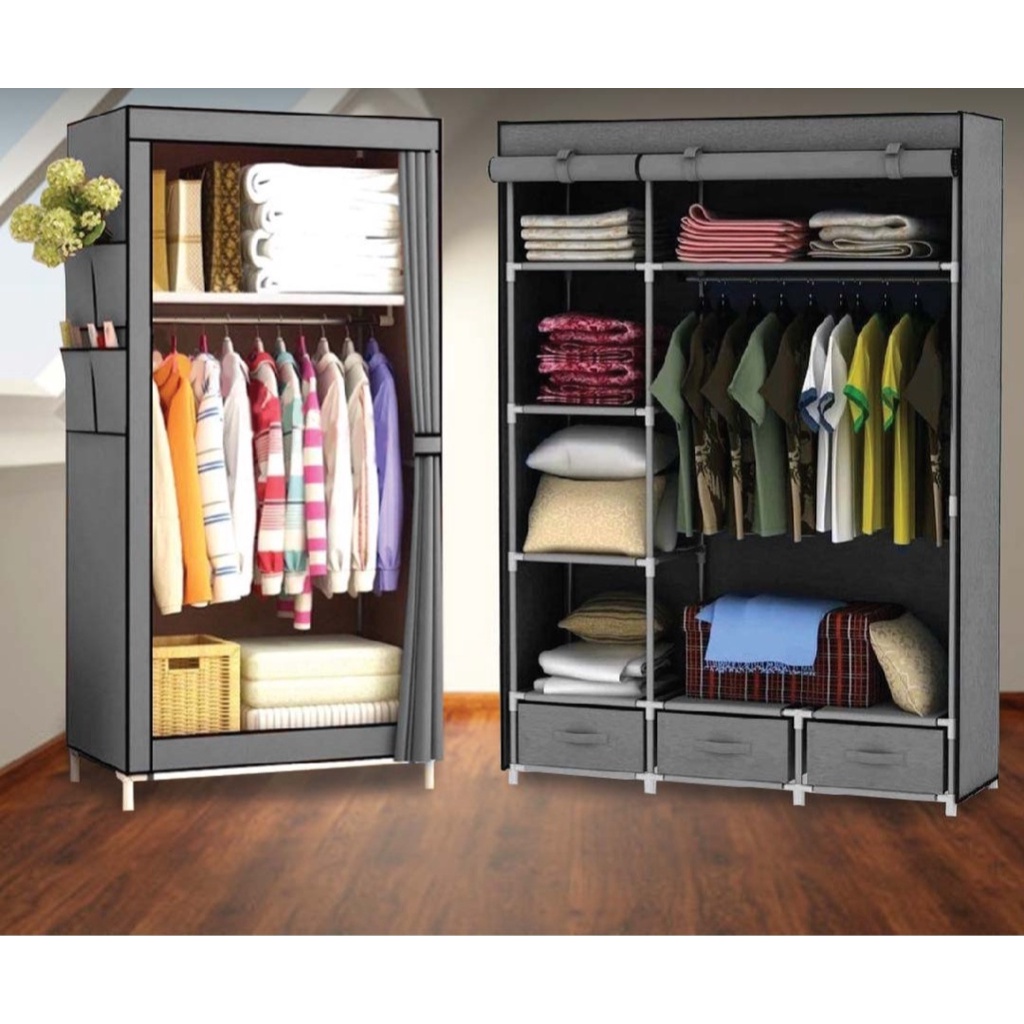 Almari Baju Rak Baju Wardrobe Clothes Organization Storage Rack Cabinet ...