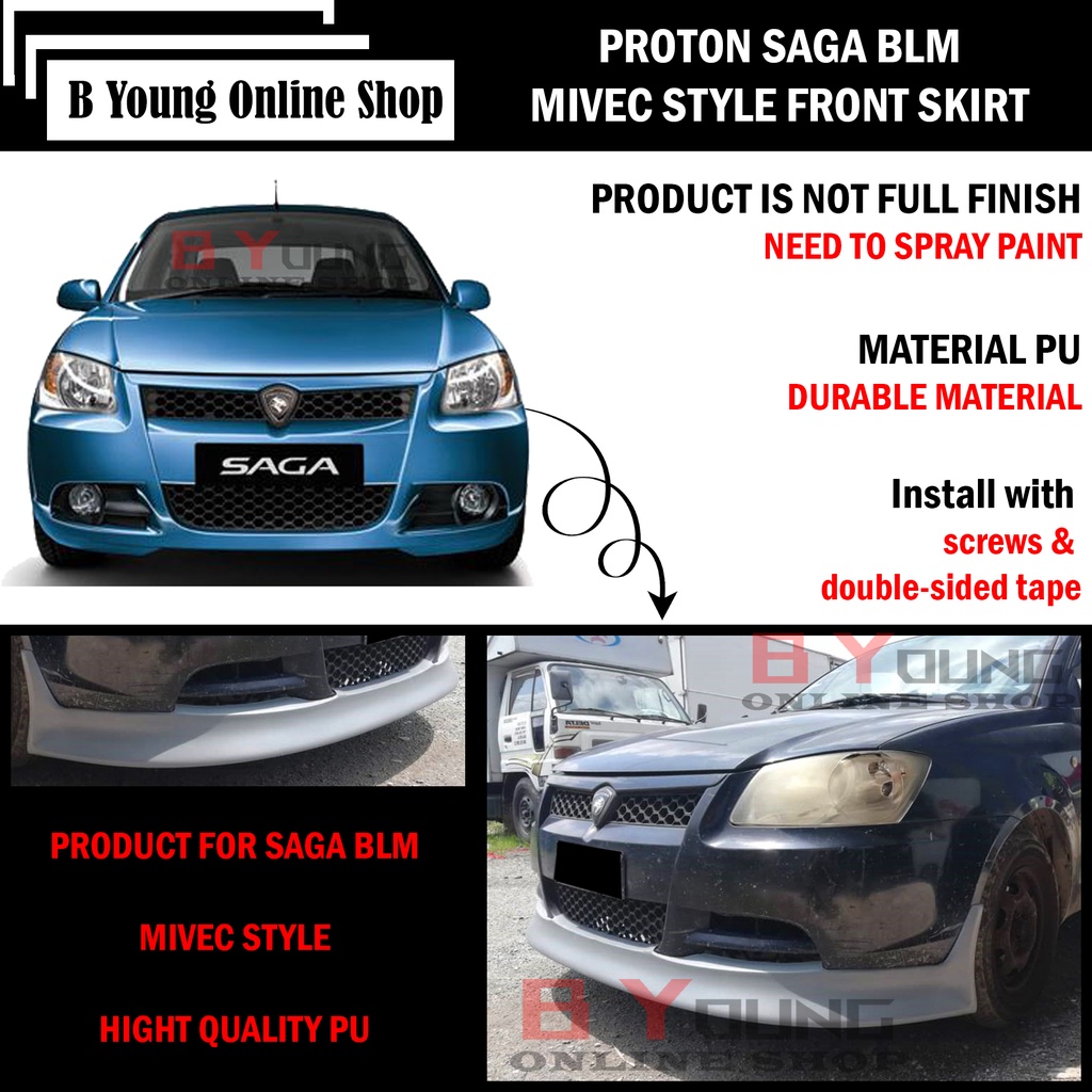PROTON SAGA BLM MIVEC STYLE FRONT SKIRT (MIVEC) POLYURETHANE (PU) SKIRT ...