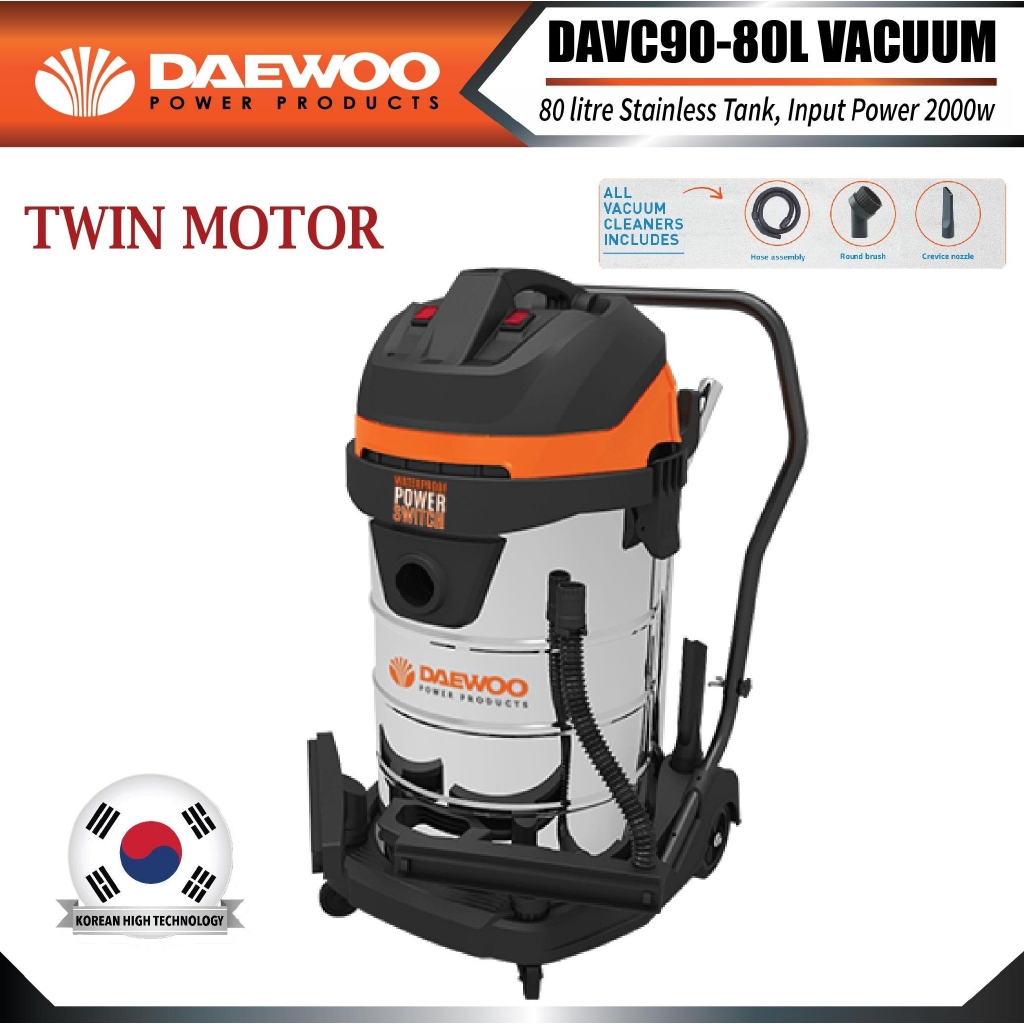 Daewoo Vacuum Cleaner Twin Motor, 80 Litre Tank DAVC90-80L | Shopee ...