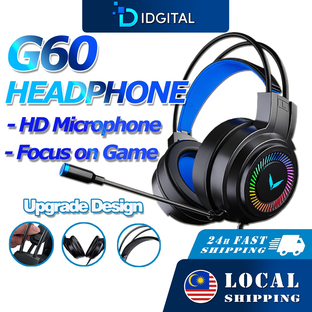 G60 Headphone Gaming Headset with Mic Noise Cancelling Headphones HiFi ...