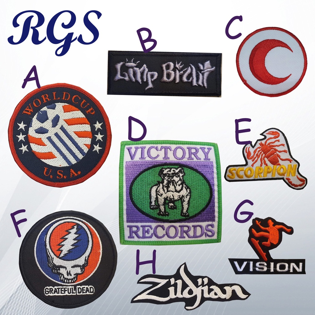 Logo Sew On Iron On Embroidered Patches Patch Jahitan benang Embroidery ...