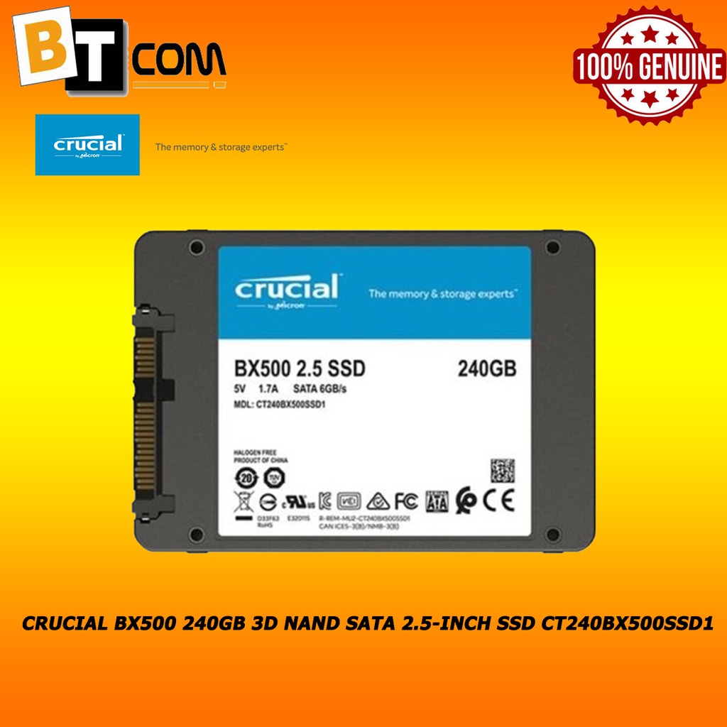 CRUCIAL BX500 240GB 3D NAND SATA 2.5-inch SSD CT240BX500SSD1 | Shopee ...