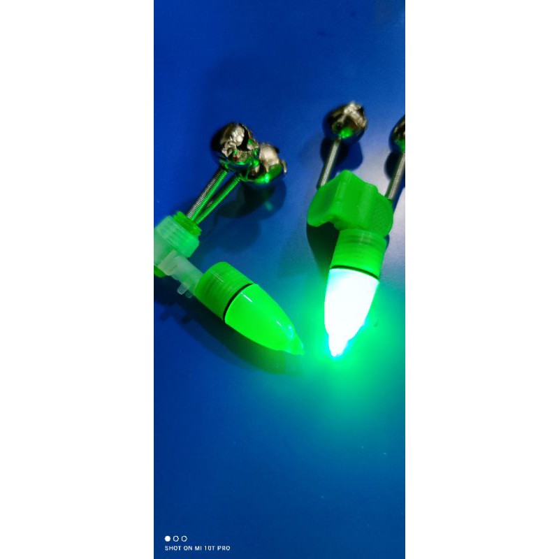 Night Fishing Rod Tip Clip Red Led Light Twin Bells Ring Fish Bait ...