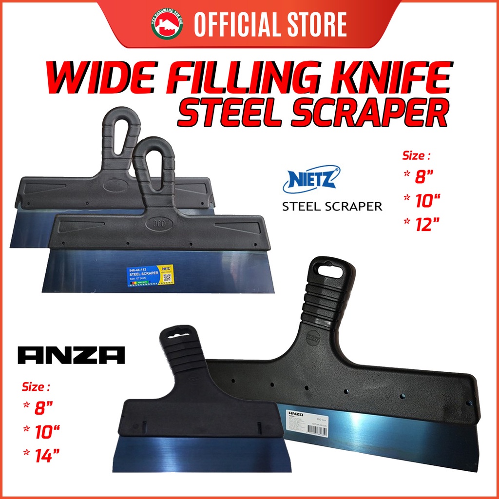 Wide Filling Knife / Steel Scraper - ANZA & NIETZ BRAND - Putty Knife - Skim Filling Knife ...
