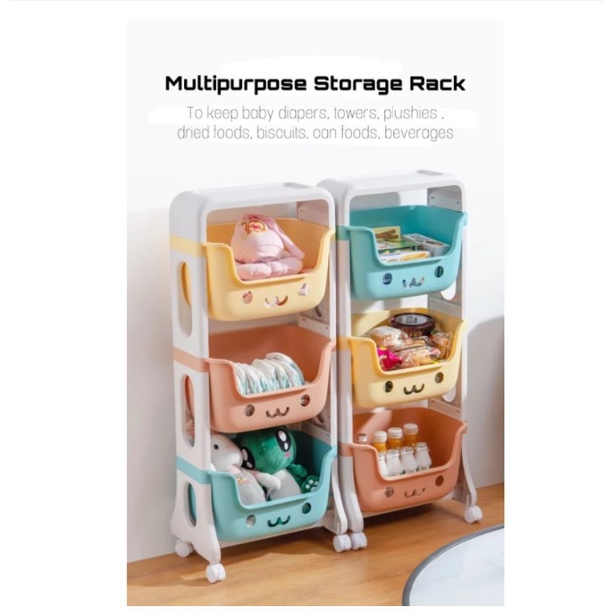 Baby Cabinet Cartoon Plastic Clothes Rack Stackable Storage Rotating ...