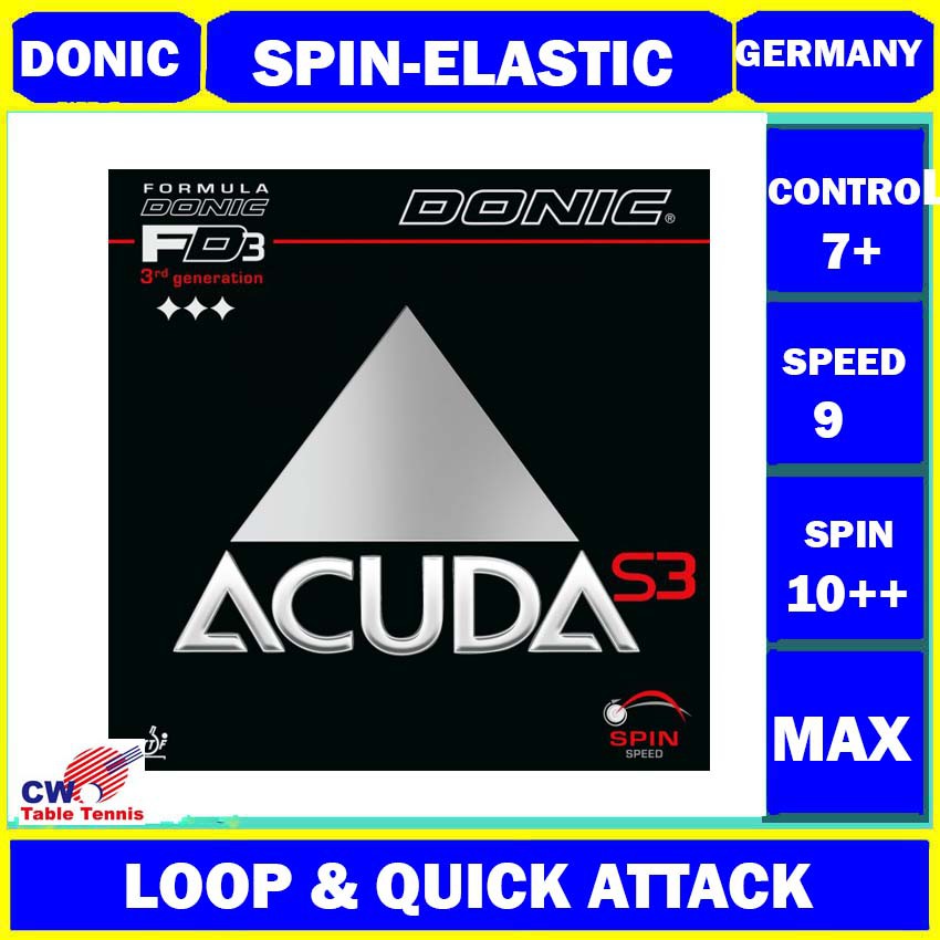 DONIC Acuda S3 Top Speed Rubber Table Tennis Rubber Ping Pong Getah ...
