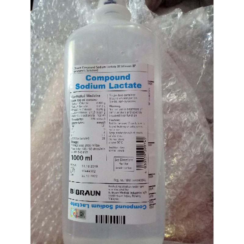 B.BRAUN COMPOUND SODIUM LACTATE (HARTMANN'S SOLUTION)1000ml | Shopee ...
