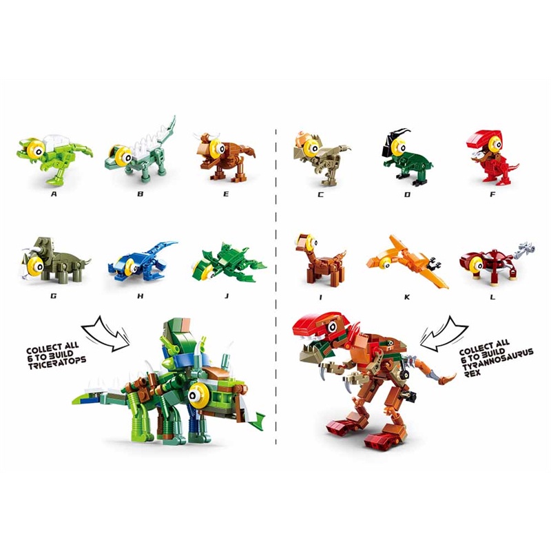 Sluban Building Block Toys Dinosaur Eggs 12 Different Dinos & 24 Mini ...