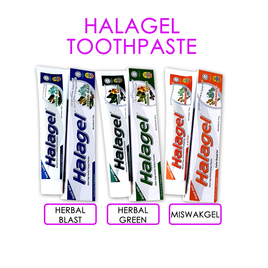 Halagel Toothpaste Ubat Gigi Herba Miswak, Clove Oil, Rock Salt ...