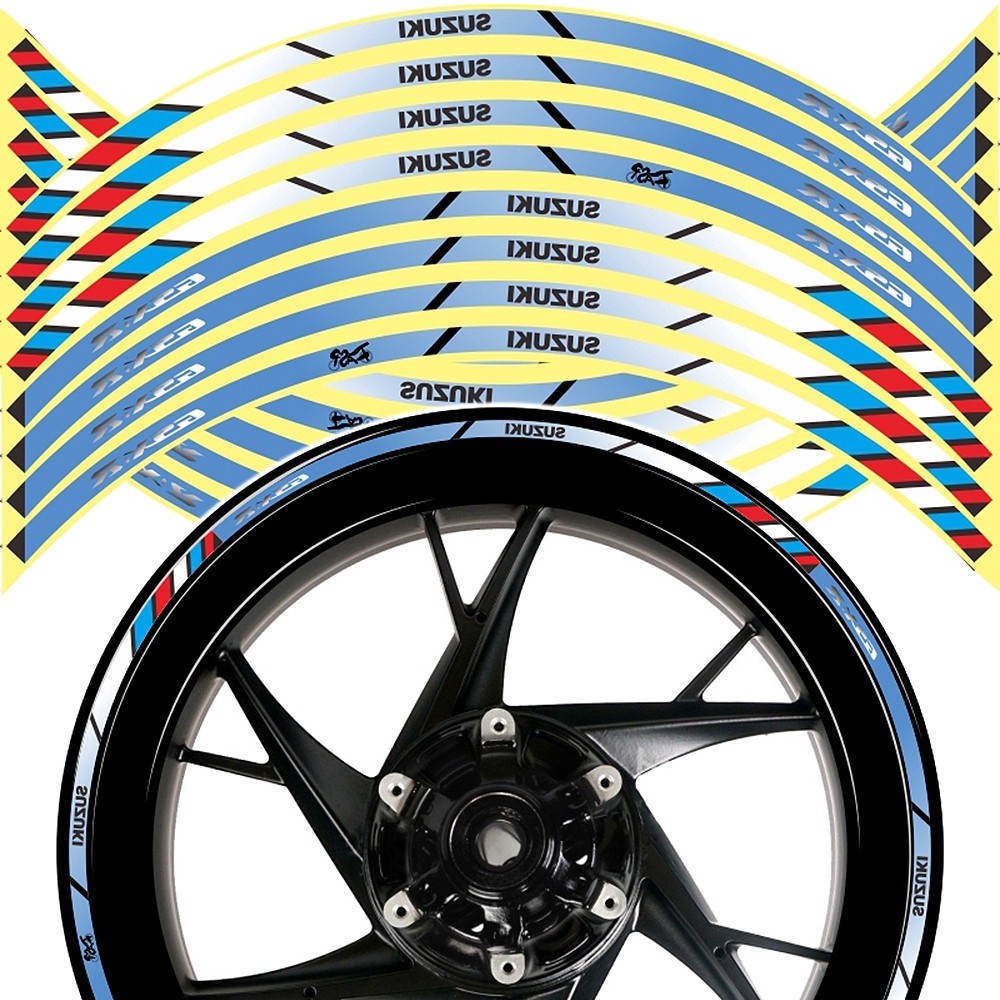 16PCS 17/18 inch Motorcycle Reflective Rim Wheel Decals Wheel hub ...
