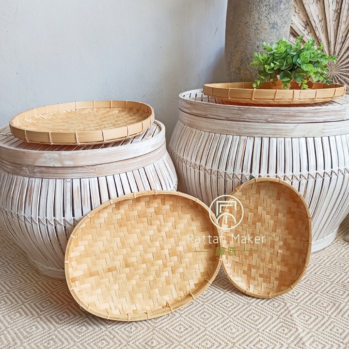 Nyiru Buluh Bujur Anyaman Tampi Kilat Makanan / Bamboo Tray / Display ...