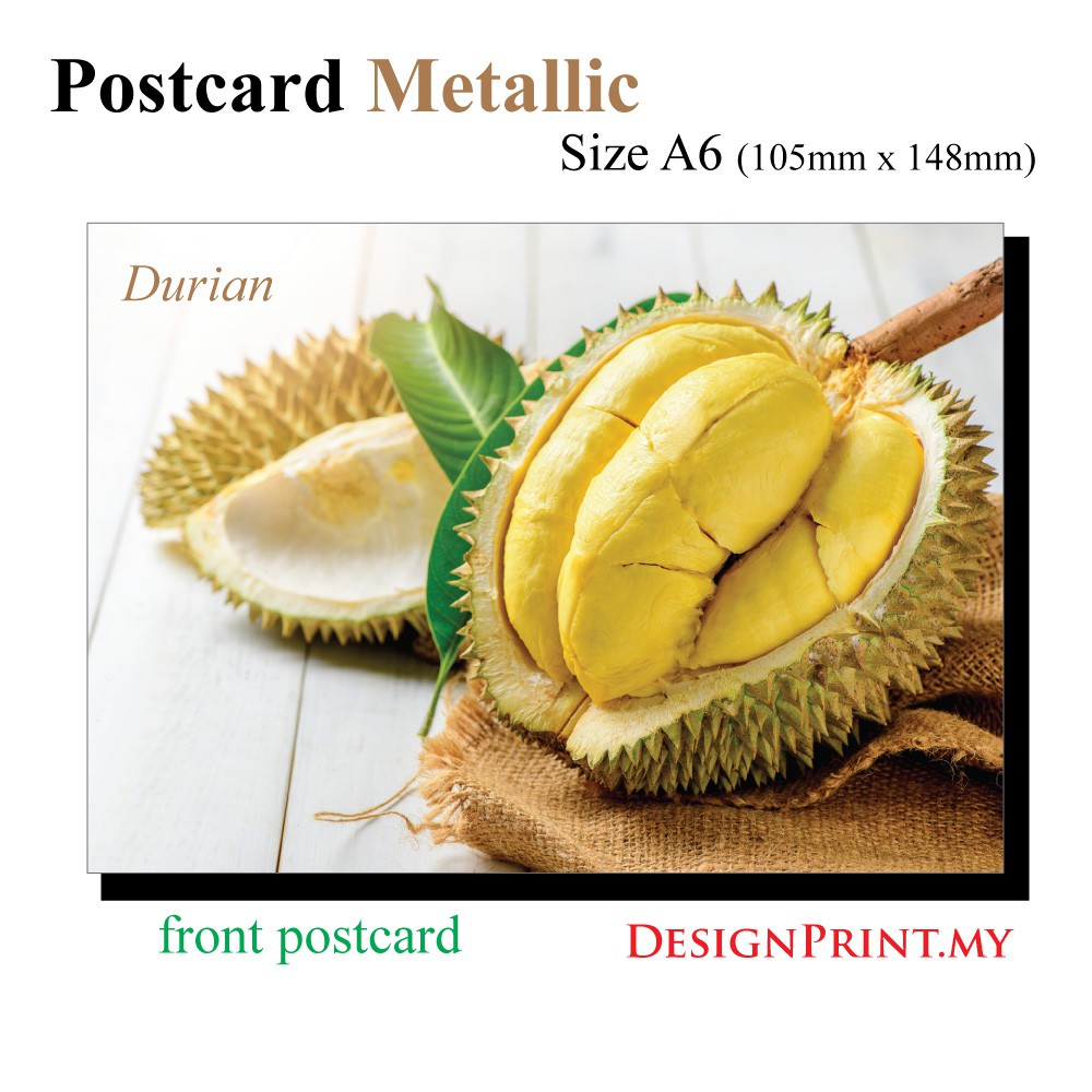 Postcard Durian printed on Metallic Card, with shiny glittering effect ...
