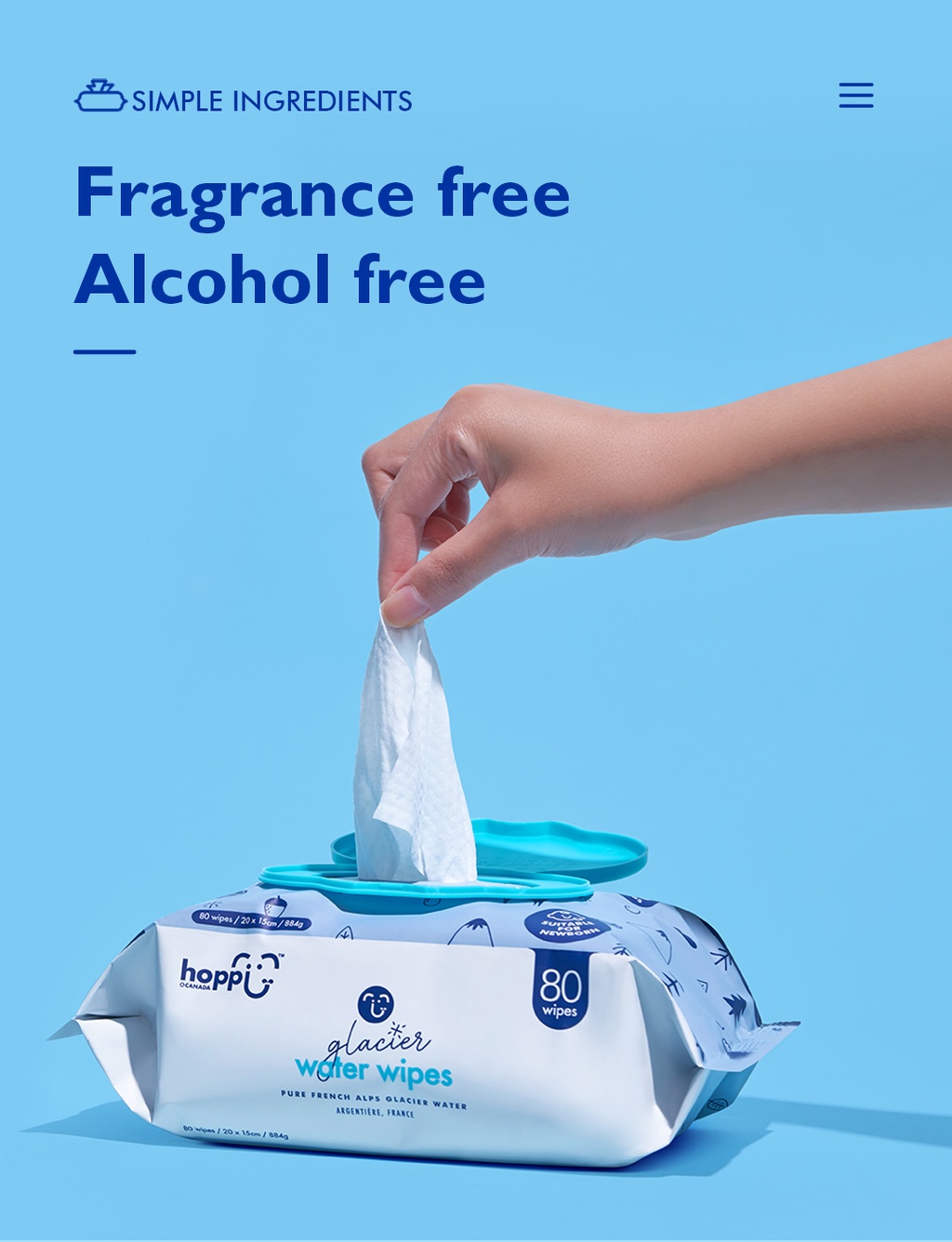 Hoppi Premium Baby Glacier Water Wipes / Baby Wipes / Wet Wipes / Wet ...