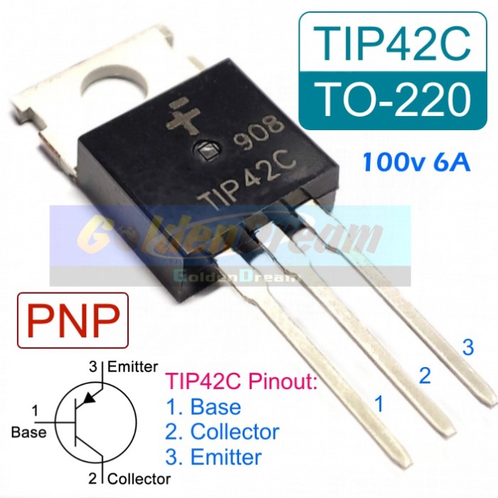 Tip42c PNP Power Transistor TO-220 100V 6A TIP 42 42C TIP42 TR IC ...