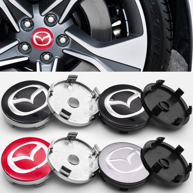 Cover for wheel luxury 4pcs 60mm car Mazda logo wheel center hub caps ...