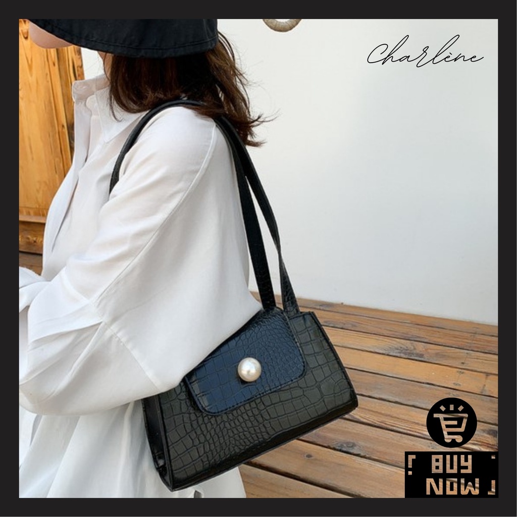 CHARLÈNE Premium Crocodile-Patterned Shoulder Bag Beg Sandang Tepi ...
