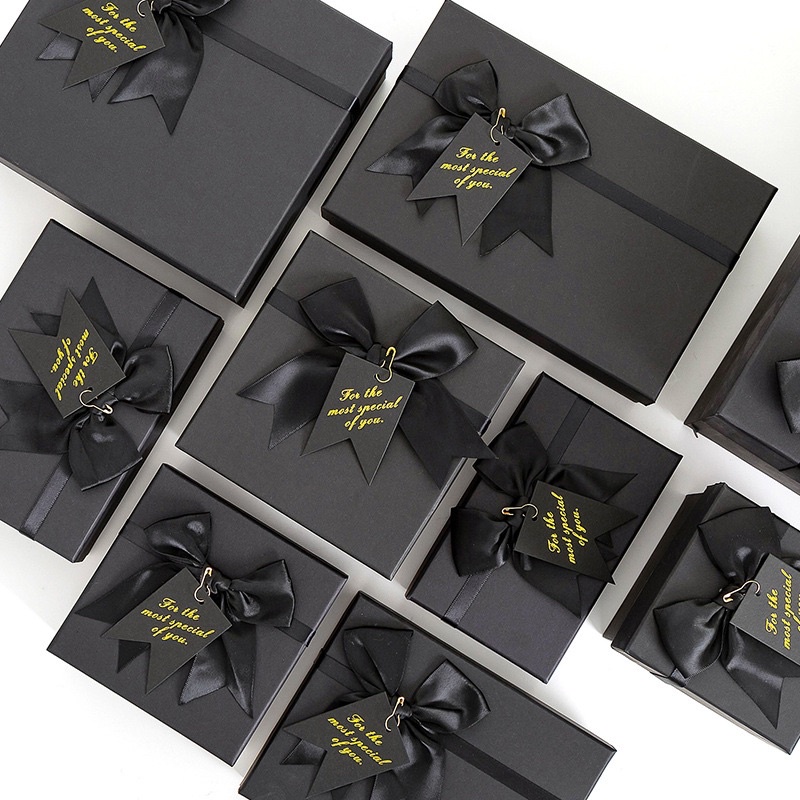 Big Black Gift Box With Ribbons christmas birthday surprise box Kotak ...