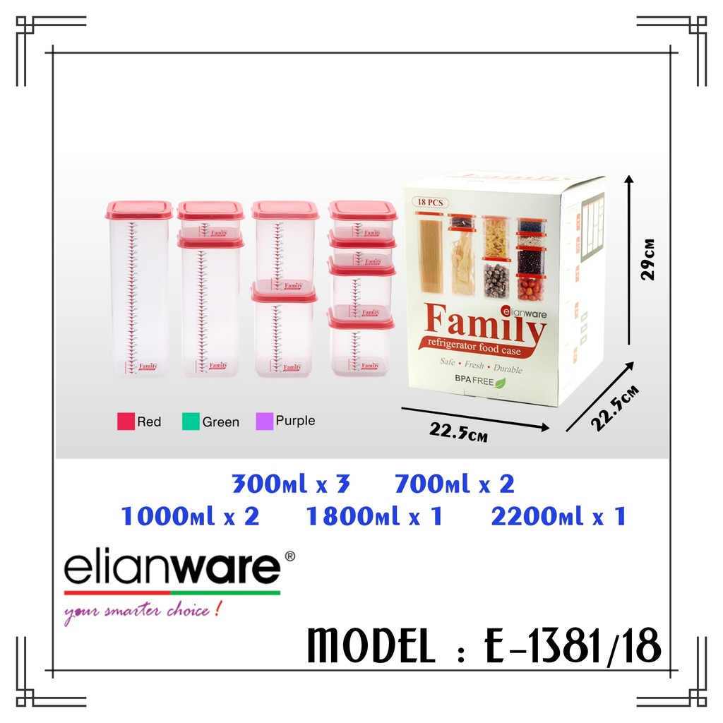 Elianware E-1381/18 (18 PCS) Family Food Case / Food Container / Food ...