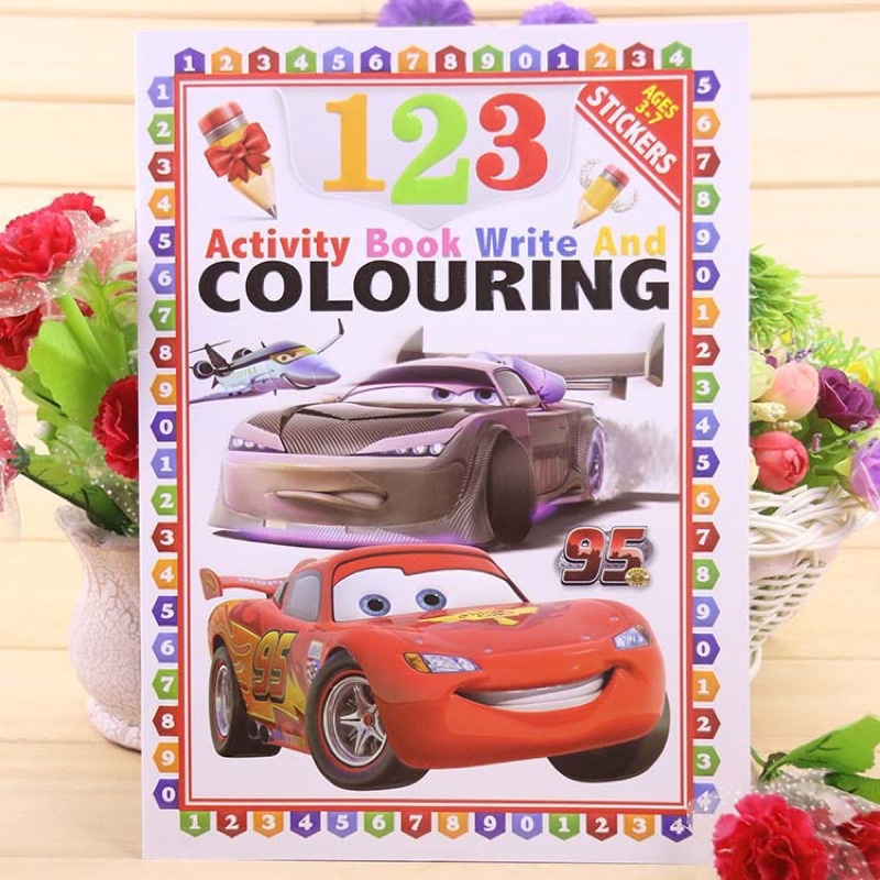 Children’s Cartoon 123 Activity Book Sticker Book Colouring Book Kids ...