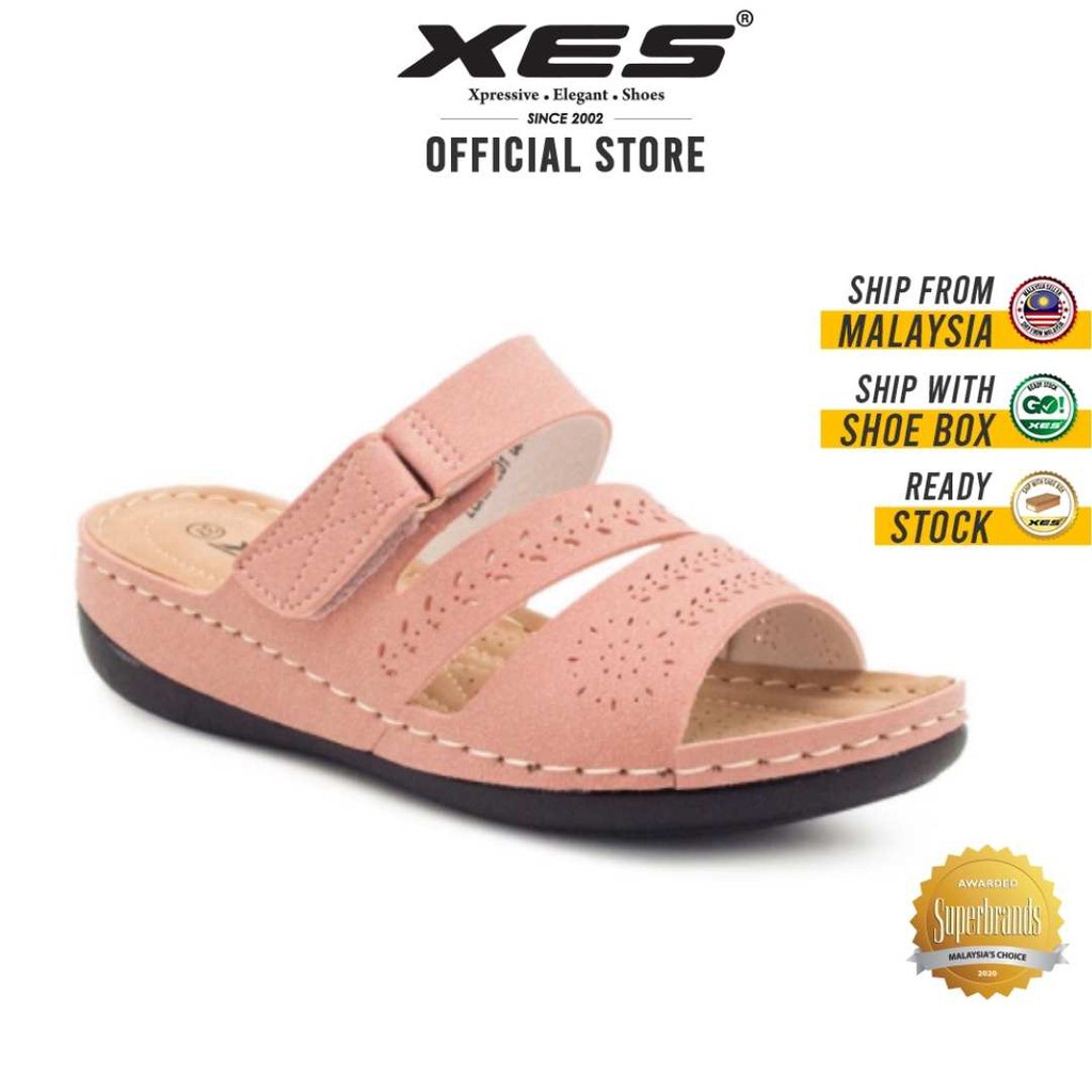 Sneaker Kasut Slipper XES Ladies LCKLOL01 Flower Sandals (Pink,Black ...
