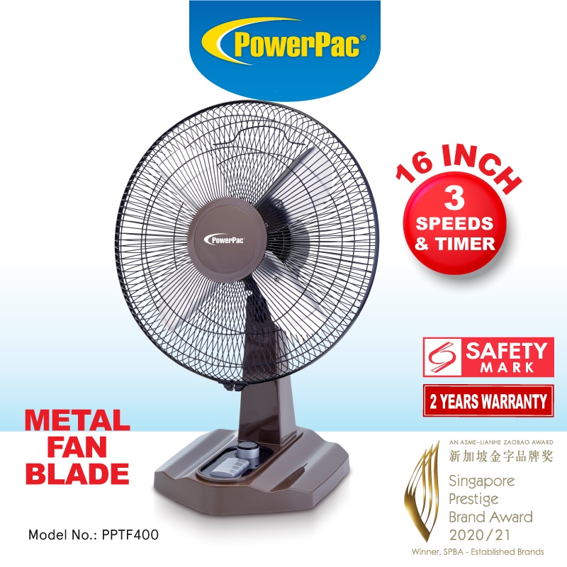 PowerPac, Fan, Portable Fan, Desk fan, 16 inch (PPTF400) | Shopee Malaysia