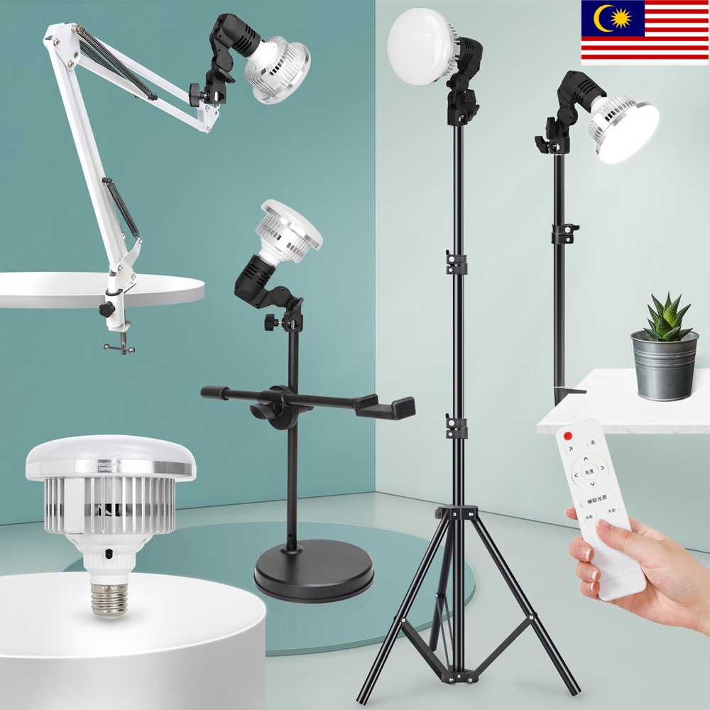 Dimmable 85WLED Lamp Bulb With Long Arm Holder Tripod Stand Photography ...