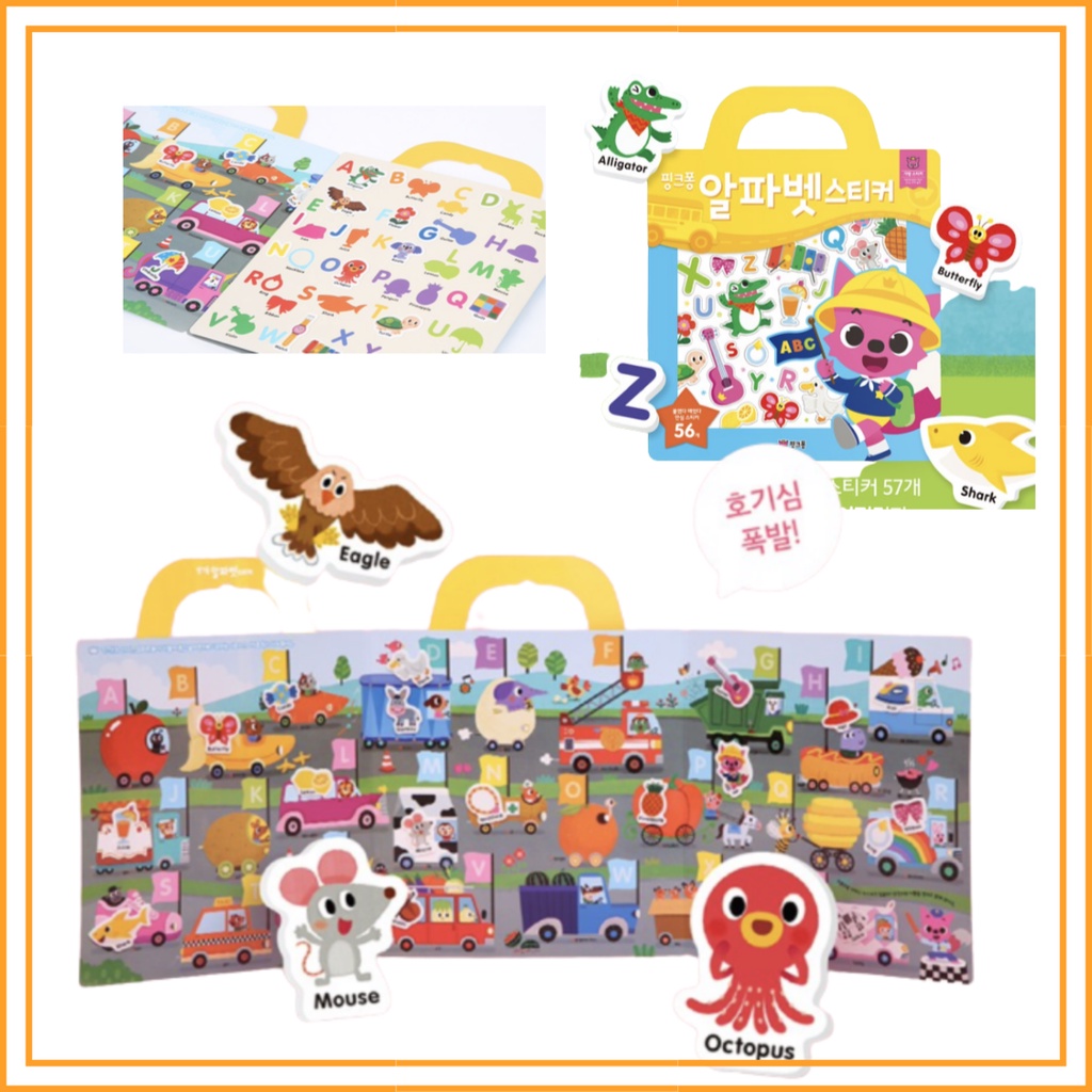 PINGFONG Sticker Bag sticker book Pinkfong babyshark bag sticker Role ...