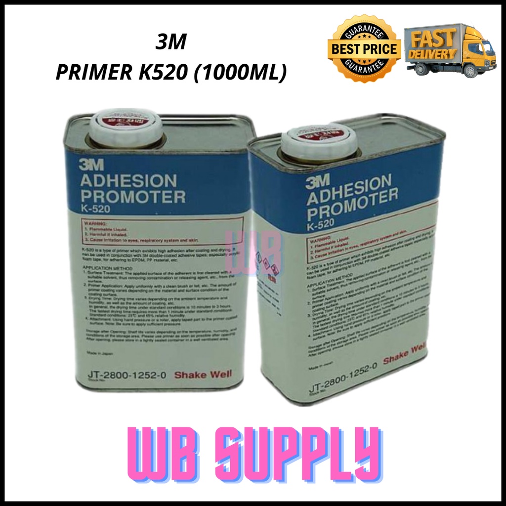 3M Remover Adhesion Promoter Primer K520 Cleaning 1 Liter Double side sided Tape Microfiber ...