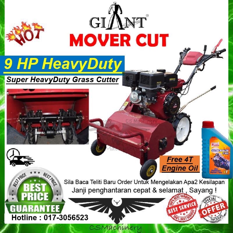 SUPER HeavyDuty Grass Mover Cutter Giant Brand Powerful 9HP Engine ...