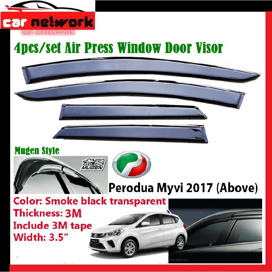 Perodua Myvi 2017-2019 Gear Up Door Visor Mugen Style Air Press Window ...