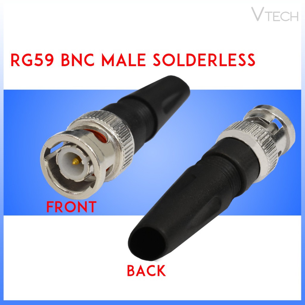 RG59 BNC Male Solder Type Coaxial Connector Adaptor for CCTV Camera ...