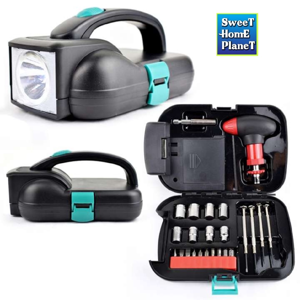 24pcs Portable Torch Toolbox Multi-Function Tool Set- Flashlight Torch ...
