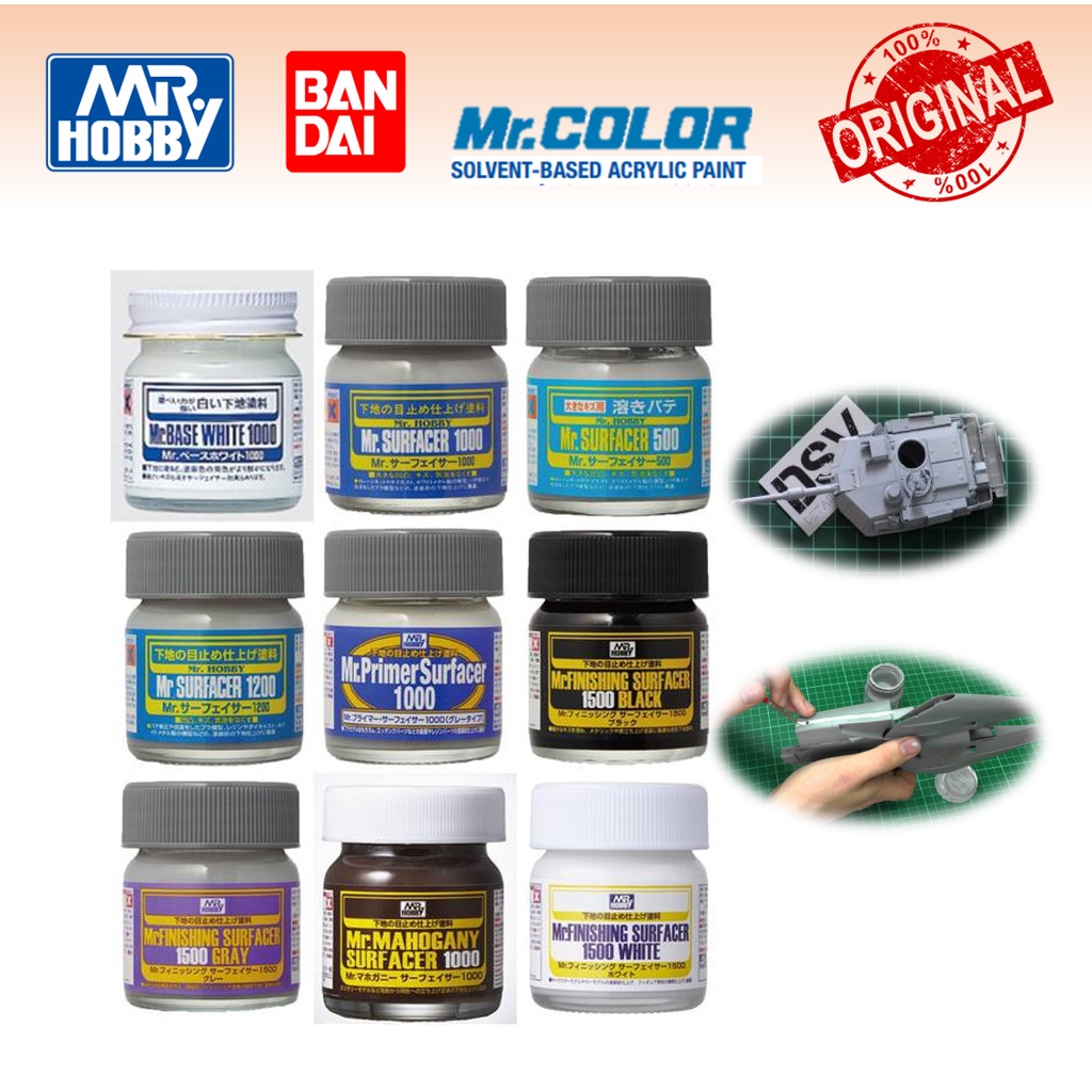 Mr. Hobby Mr. Surfacer Base White Mr. Finishing Black White Surfacer 500 / 1000 / 1200 / 1500 ...