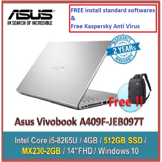 ASUS Laptop Vivobook A409F-JEB097T 14 FHD Transparent Silver ( I5-8265U ...
